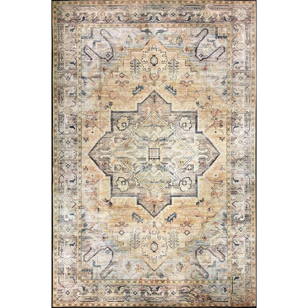 MSI Boston 60 in. x 84 in. Beige Polyester Cotton Geometric Indoor Area ...