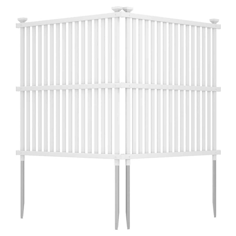 Costway 45 in. Plastic 2-Panels Garden Fence Panels with Metal Ground ...