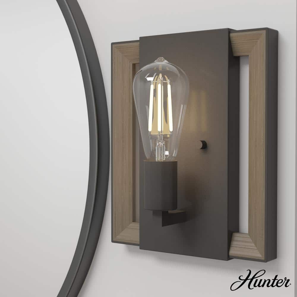 Hunter Woodburn 1-Light Noble Bronze Wall Sconce 19868 - The Home Depot