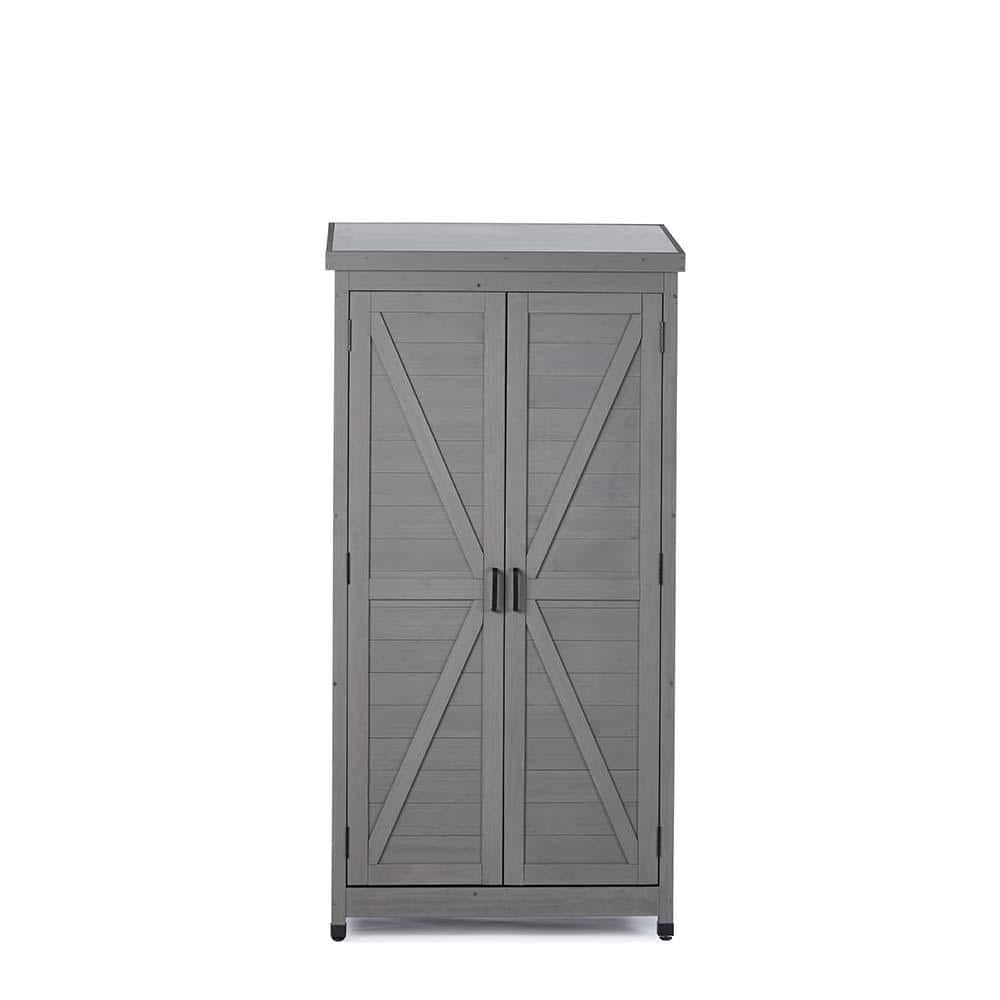 Siavonce 20 ft. W x 33 in. D Wood Tall Shed Outdoor Storage Cabinet and ...