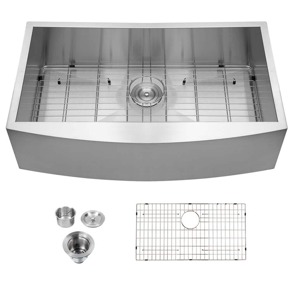 Logmey 36 in. Farmhouse Sink Single Bowl 18-Gauge Stainless Steel ...