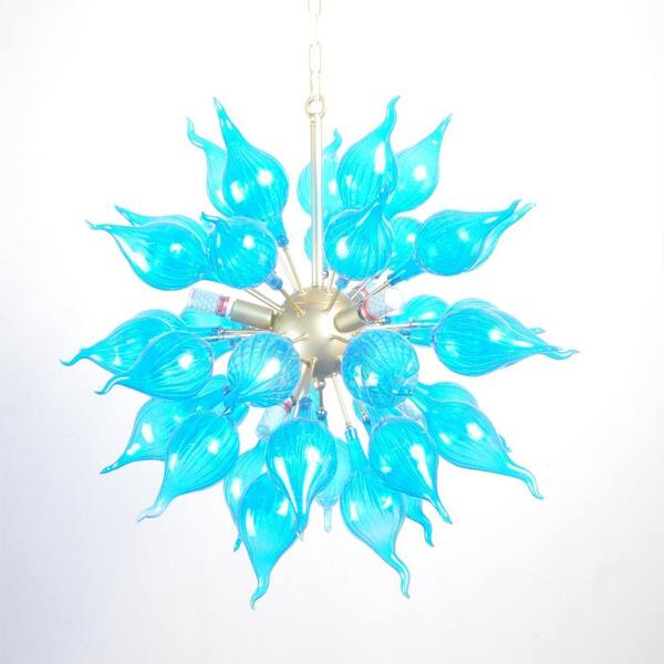 6-Light Blue Hand Blown Glazed Chandeliers LR1500-B - The Home Depot