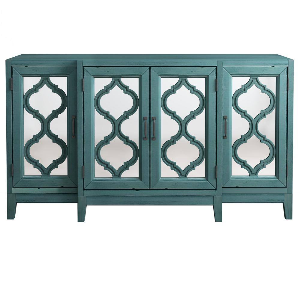ATHMILE 59.8 in. Retro Green Standard Rectangle Wood Console Table ...