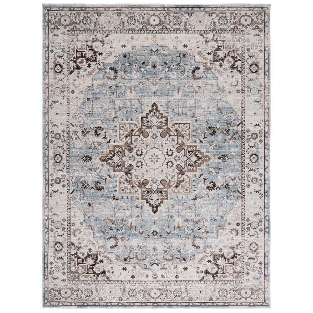 SAFAVIEH Antique Patina Gray/Blue 9 ft. x 12 ft. Distressed Border Ornate Area Rug ANP644F-9 ...