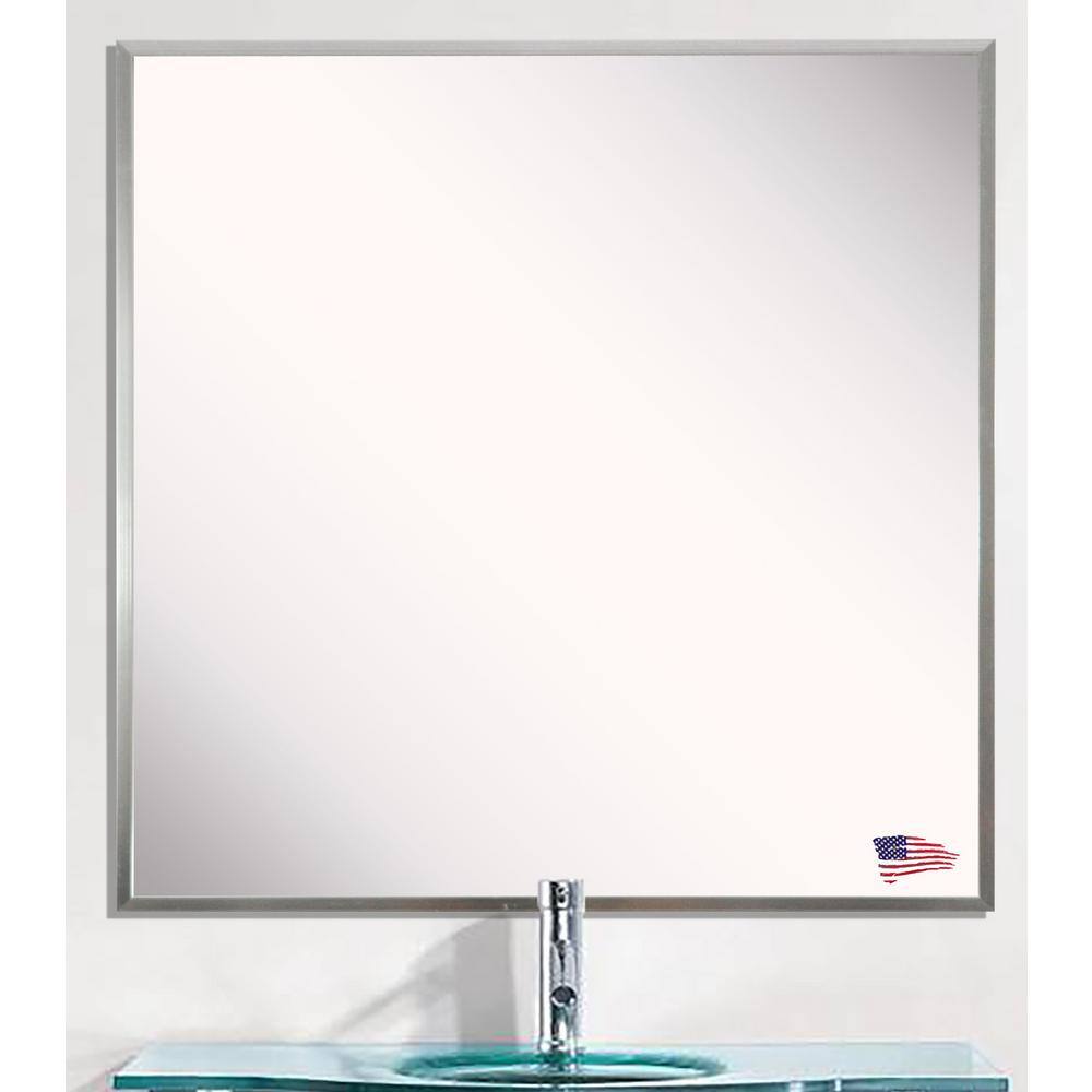 12 in. W x 12 in. H Framed Square Bathroom Vanity Mirror in Silver ...