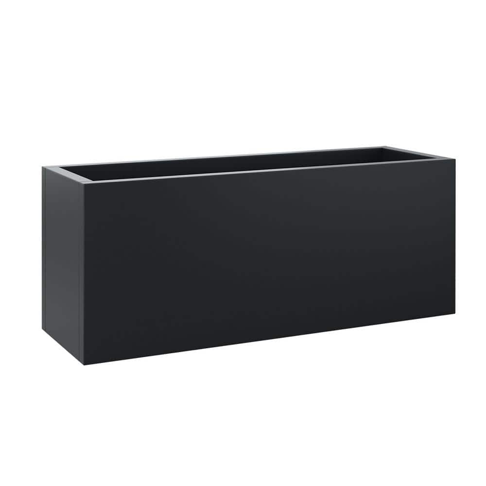 FENCY 44 in. L x 15 in. W Black Aluminum Rectangular Ground Planter Box ...