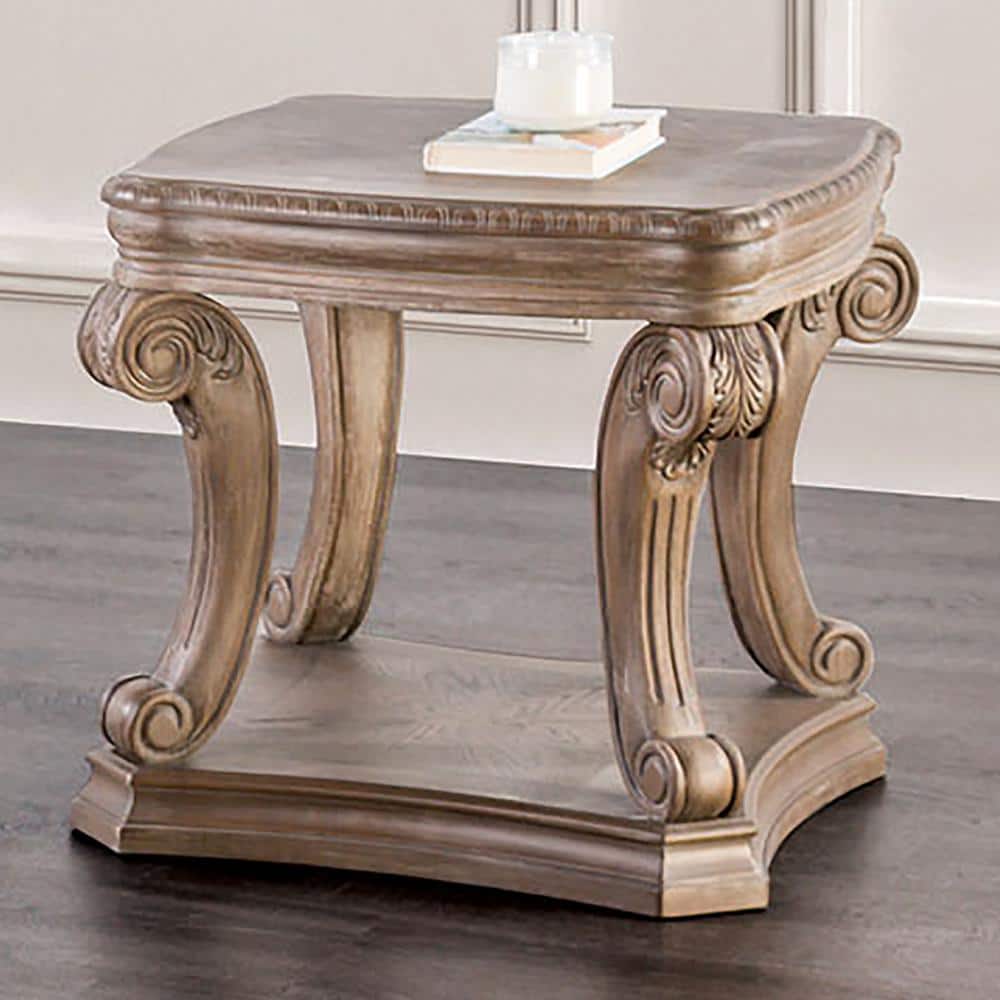 Furniture of America Boyd 26 in. Weathered Oak Square Wood Top End ...