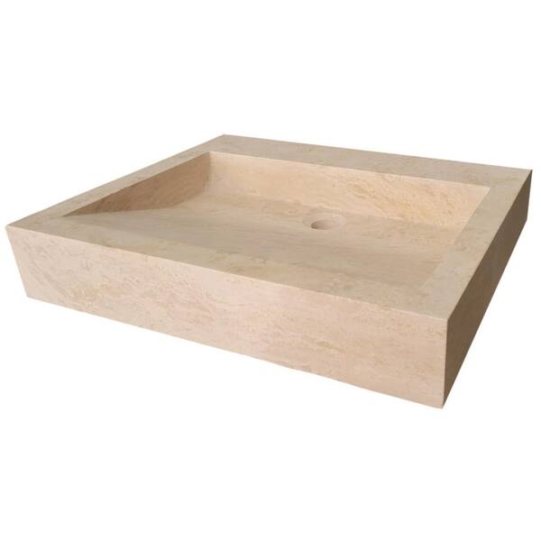 TashMart Angled Flow Rectangular Natural Stone Vessel Sink in Beige ...