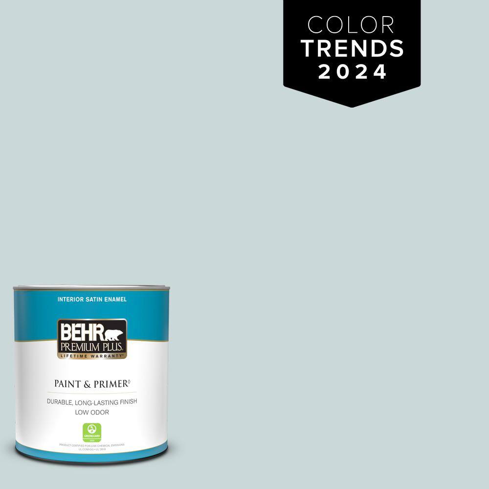 BEHR PREMIUM PLUS 1 qt. #PPU13-16 Offshore Mist Satin Enamel Low Odor ...