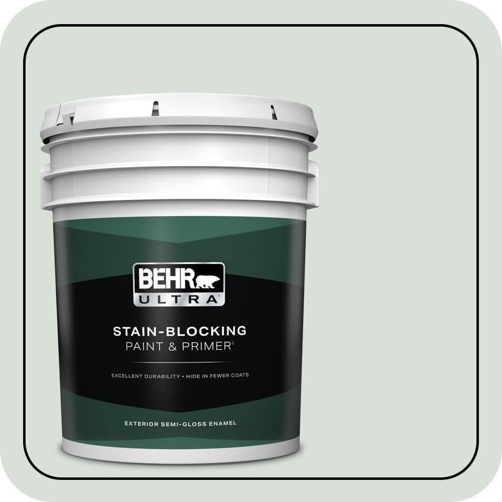 BEHR ULTRA 5 gal. #N420-1 Juniper Breeze Semi-Gloss Enamel Exterior ...