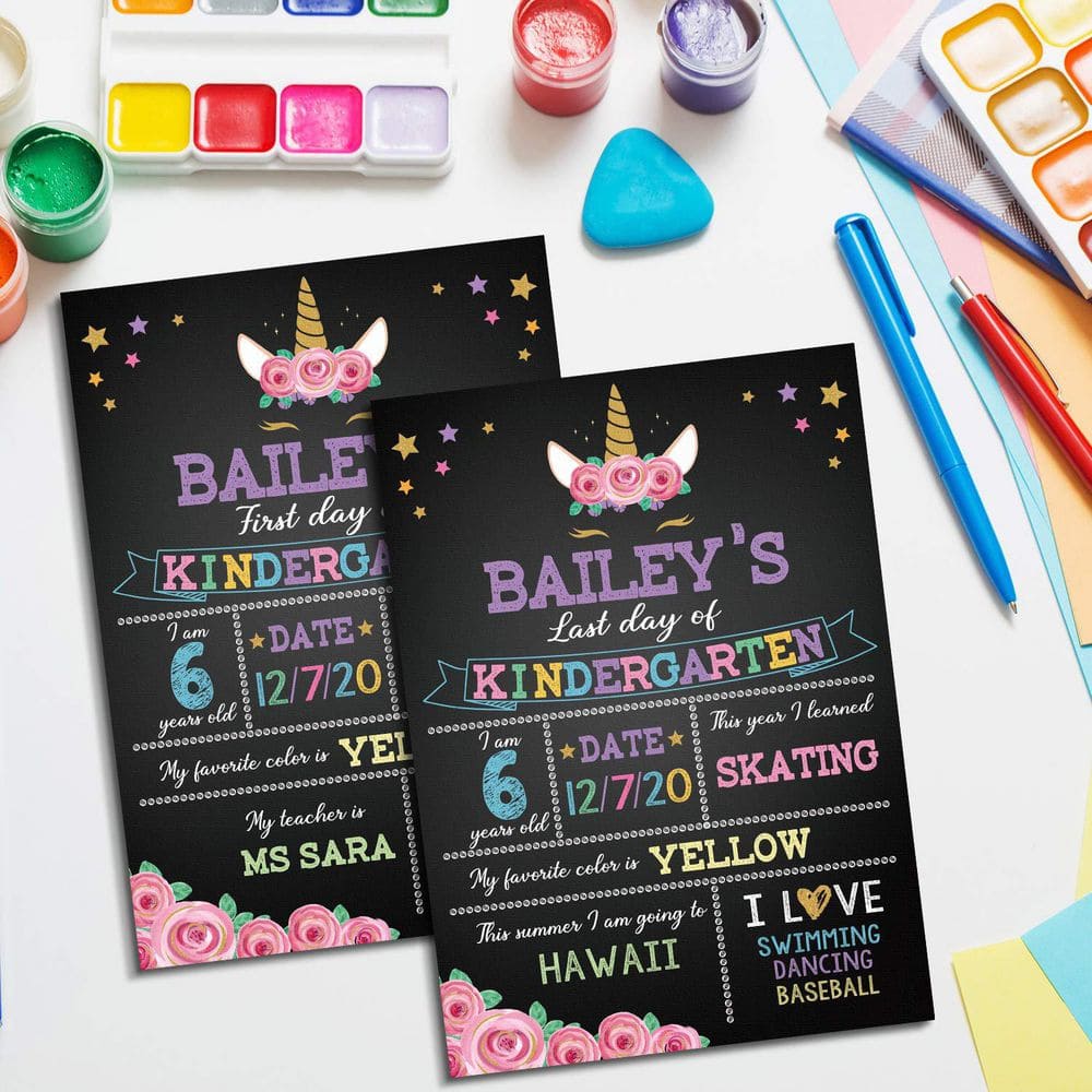 Afoxsos 1-Pack 13.8 x 10 in. Unicorn Theme First and Last Day of School ...
