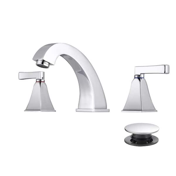 ALEASHA 8 in. Widespread Double Handle High Arc Bathroom Faucet with ...