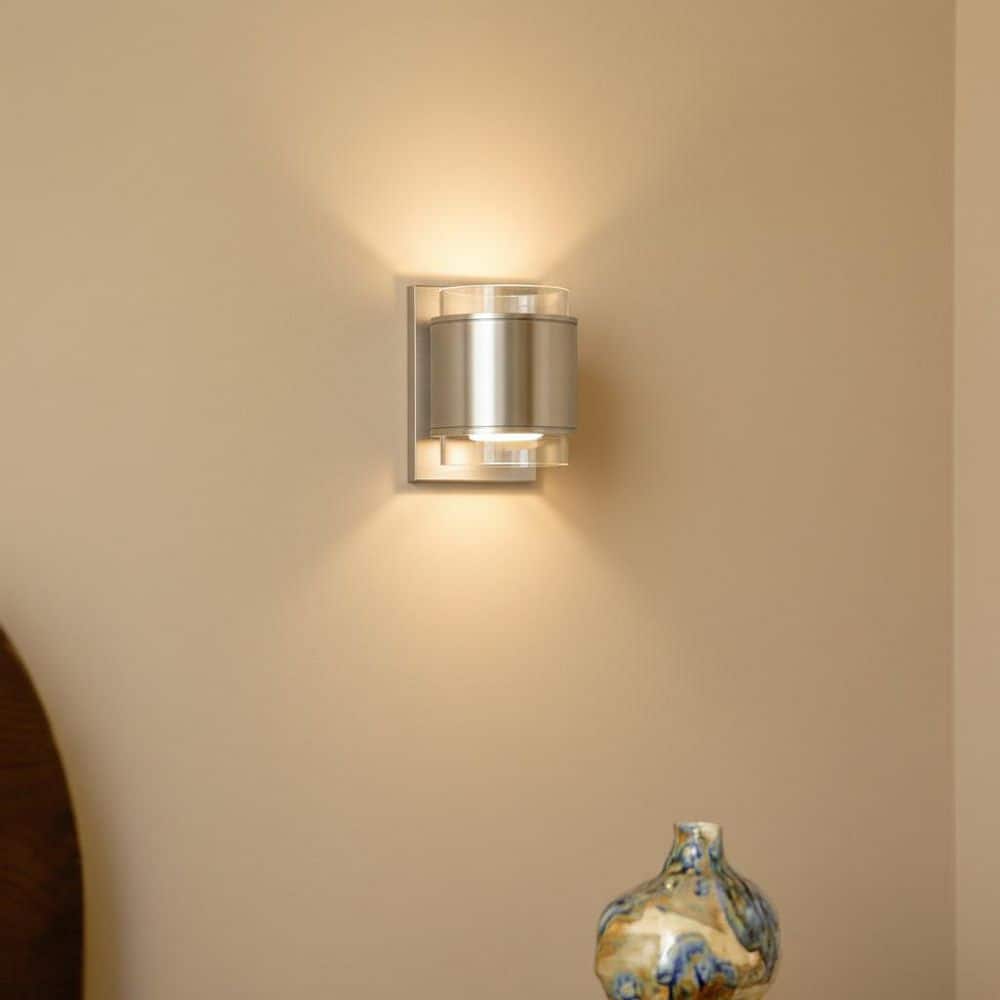 Hampton Bay Upton Brushed Nickel LED Sconce RS513859 - The Home Depot