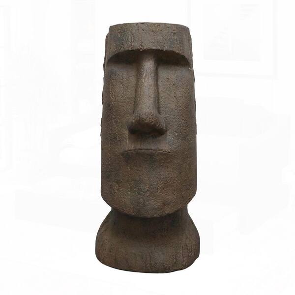 monadecor Moai 35.6 in. Gray Concrete Outdoor Garden Statue Sculpture ...