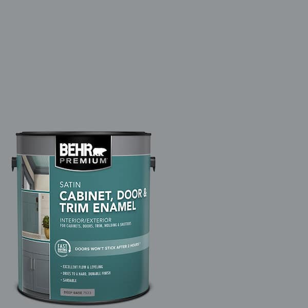 BEHR PREMIUM 1 gal. #PPU26-05 Flint Gray Satin Enamel Interior/Exterior ...