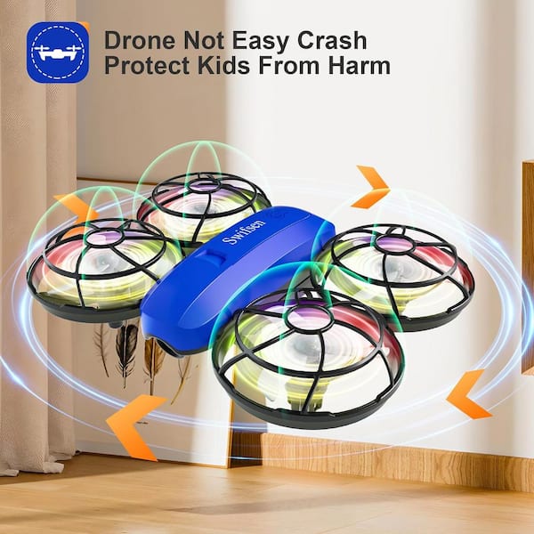 Drone Indoor Small Helicopter with Camera Mini Quadcopter Propeller Full Protect Altitude Hold with 4 Colorful Light