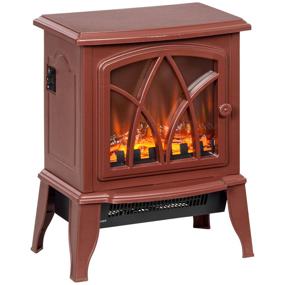HOMCOM 14.25 in. Freestanding Electric Fireplace Heater with Realistic ...