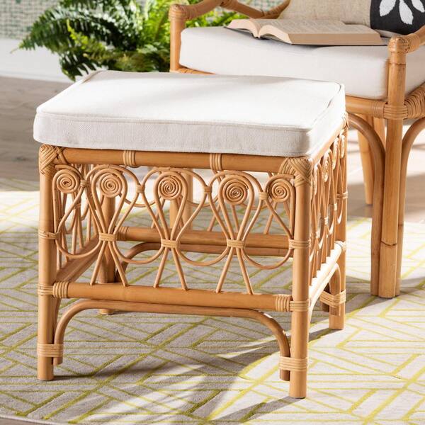 bali & pari Ibiza Natural Rattan Ottoman Footstool 239-13580-HD - The ...