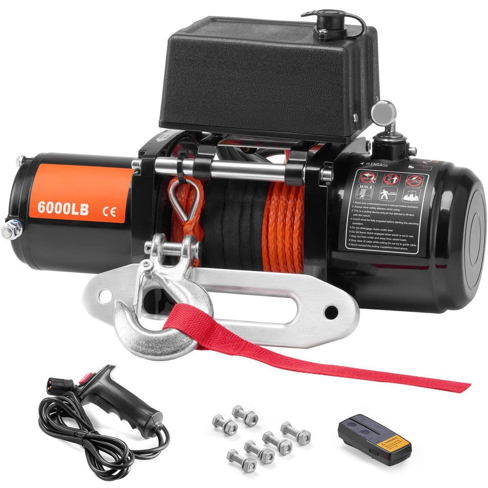 SKYSHALO Electric Winch, 6000 lbs., 12V DC Truck Winch with Φ1/4 in. x ...