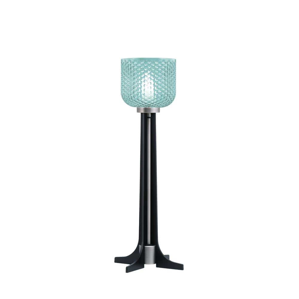 Delgado 22.25 in. Graphite Matte Black Accent Lamp Turquoise Textured ...