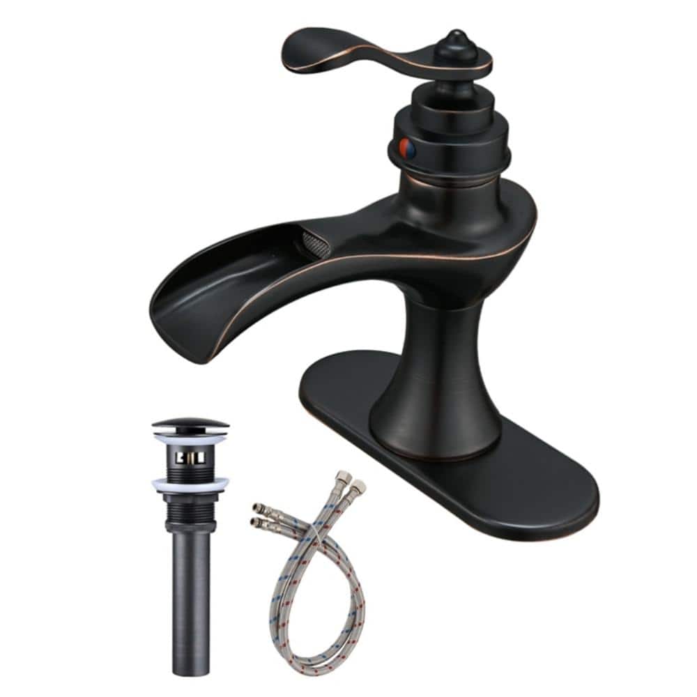 Dimakai Waterfall Single Hole Single-Handle Low-Arc Bathroom Faucet ...