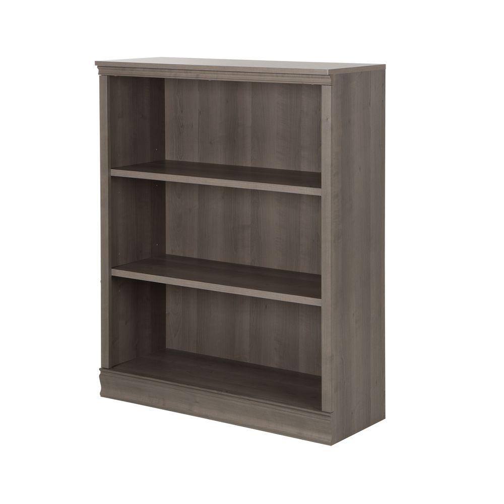 South Shore 44.75 in. Gray Maple Faux Wood 3-shelf Standard Bookcase ...