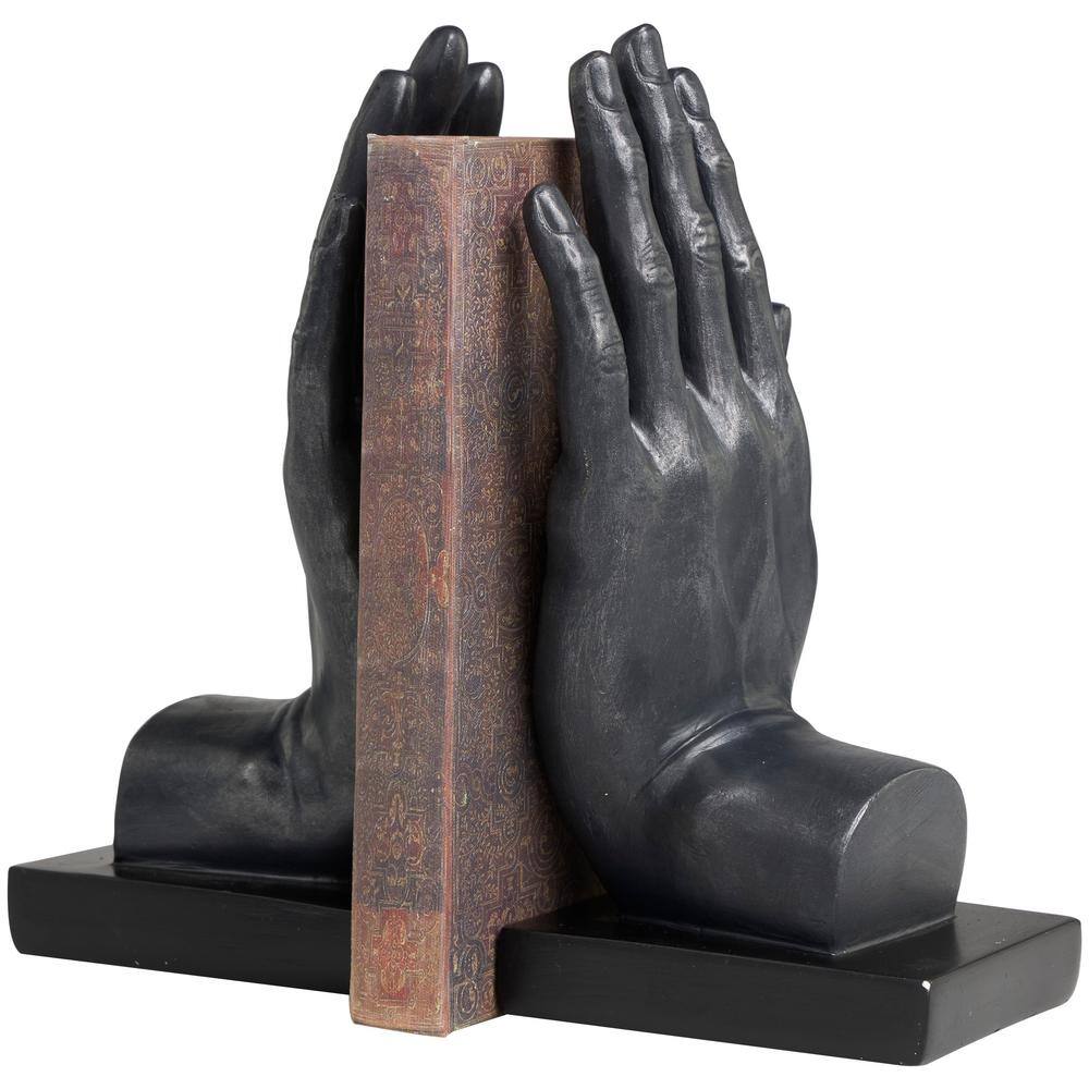 Litton Lane Black Polystone Hands Bookends (Set of 2) 043789 - The Home ...