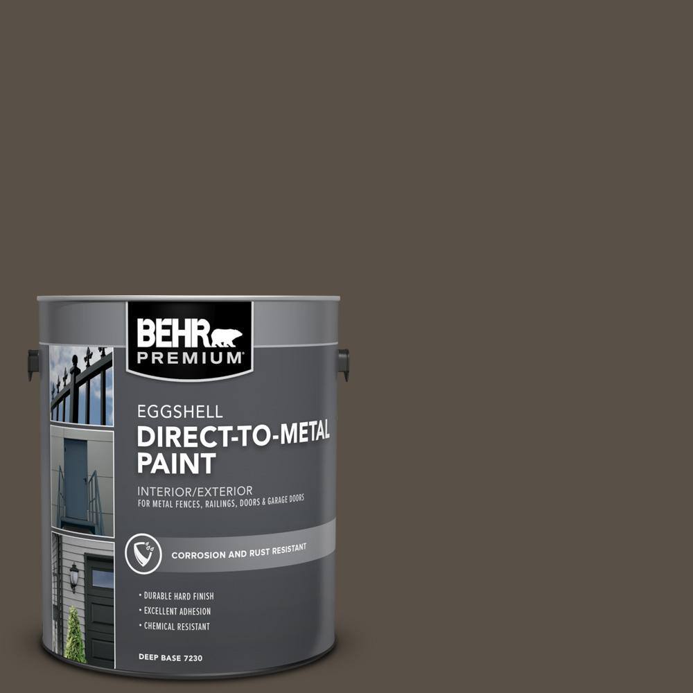 BEHR PREMIUM 1 gal. #N360-7 Potting Soil Eggshell Direct to Metal ...