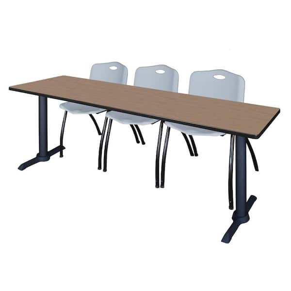 Regency Cain 84 in. x 24 in. Noble Oak T-Base Training Seminar Table ...