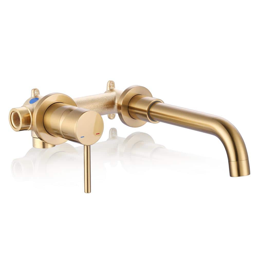 IVIGA Modern Single-Handle Wall Mounted Bathroom Faucet in Brushed Gold ...