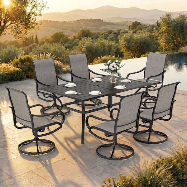 Reviews for Nuu Garden Light Gray 7-Piece Textilene and Metal Rectangle ...