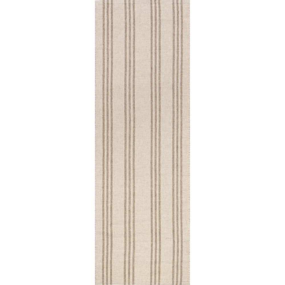RUGS USA Hawthorn Striped Wool Ivory 3 ft. x 8 ft. Runner Rug WDTZ01A ...