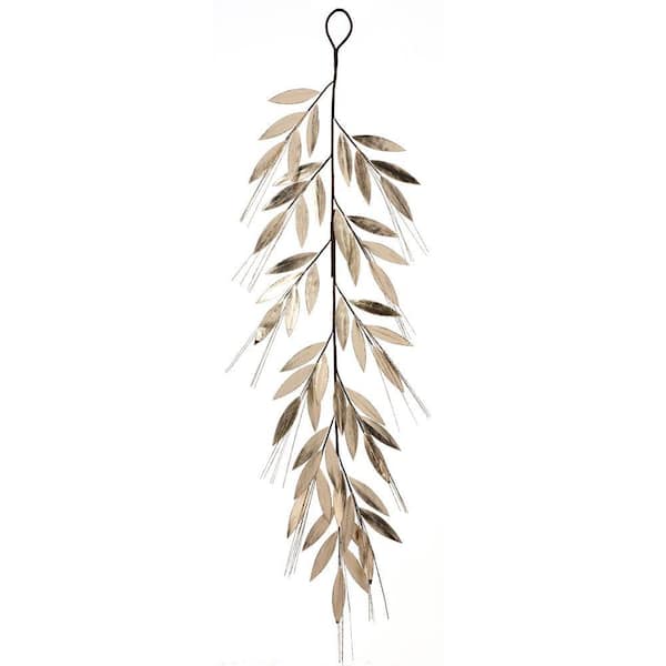 Regency International 4 ft. Gold Artificial Metallic Laurel Leaf Grass ...