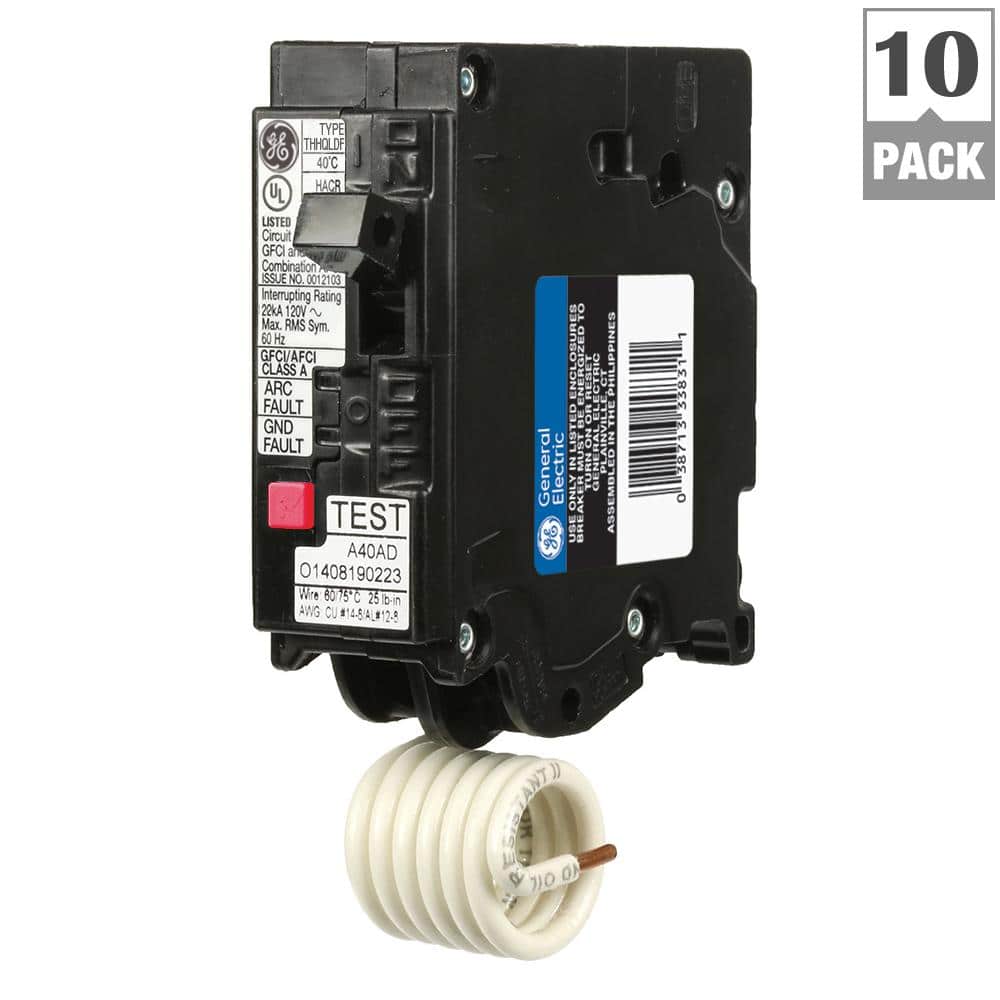 GE Q-Line 15 Amp Single-Pole Dual Function Arc Fault/GFCI Breaker (10 ...