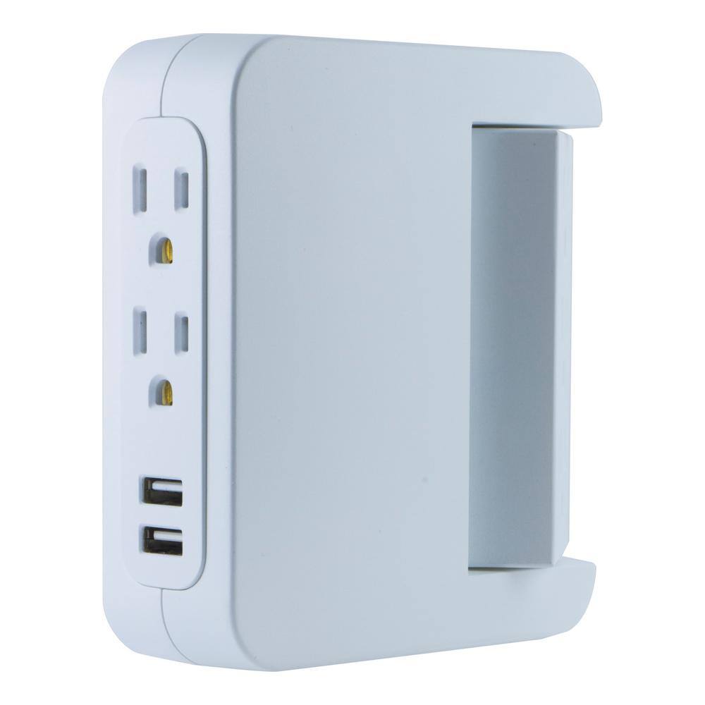 GE 5-Outlet 2 USB Swivel Side-Access Surge Protector Tap 39429 - The ...
