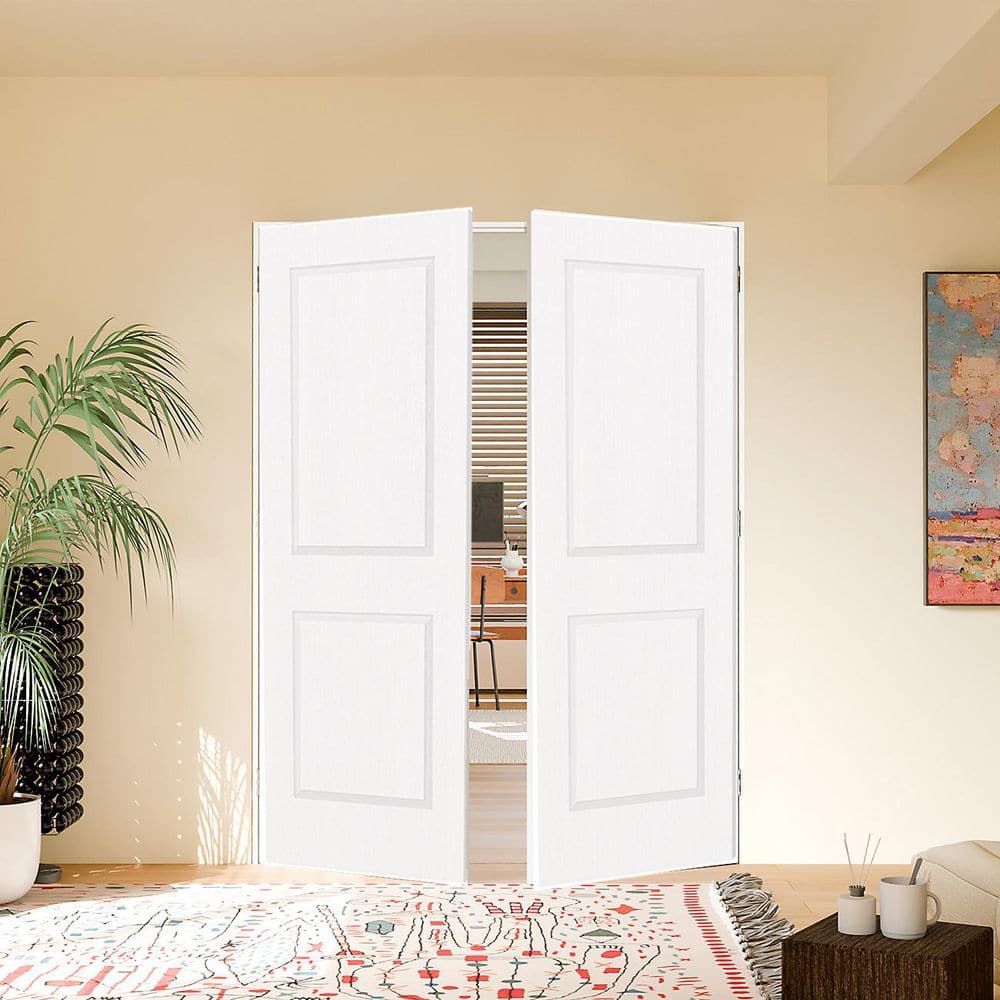 TENONER 60 in. x 80 in. 2-Panel Honeycomb Hollow Core White Primed MDF ...
