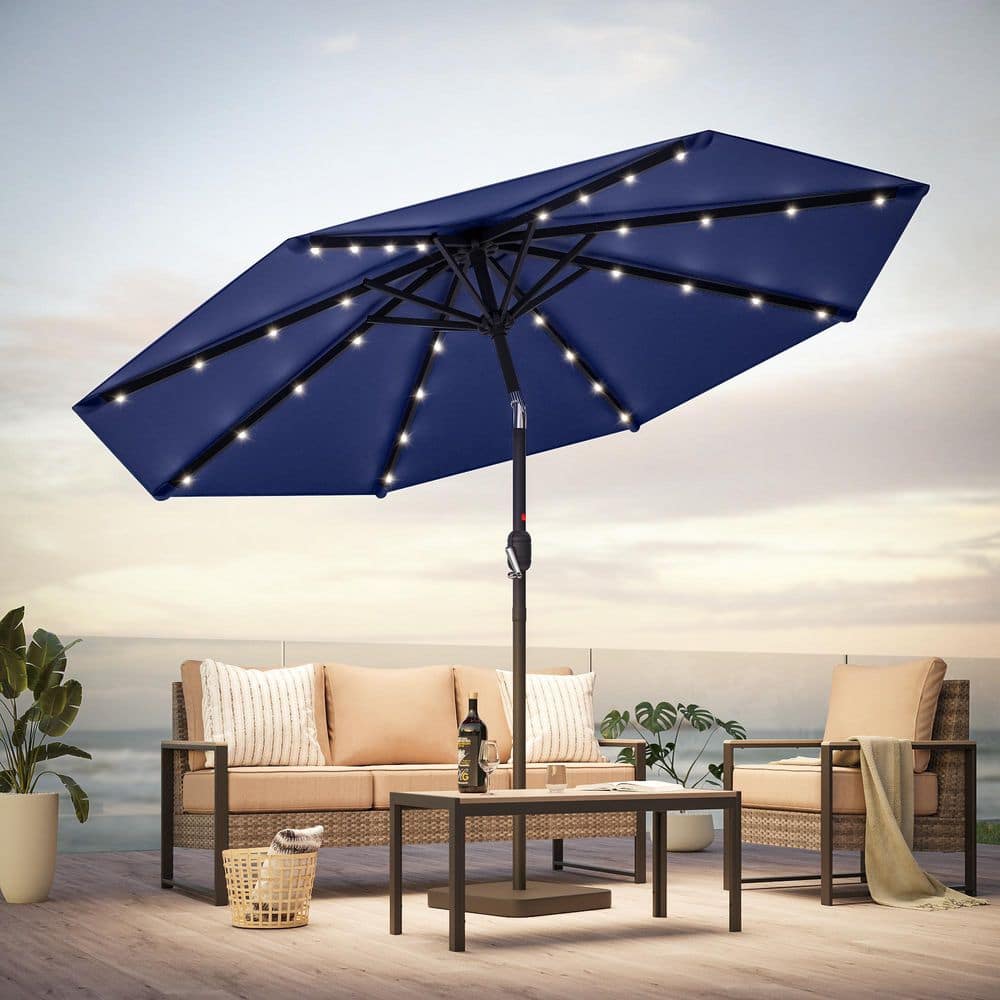 JOYESERY 10 ft. LED Deck Outdoor Market Patio Umbrella, Outside Table ...