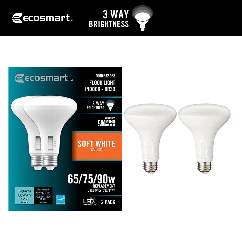 Reviews for EcoSmart 65/75/90-Watt Equivalent BR30 3-Way Flood Energy ...
