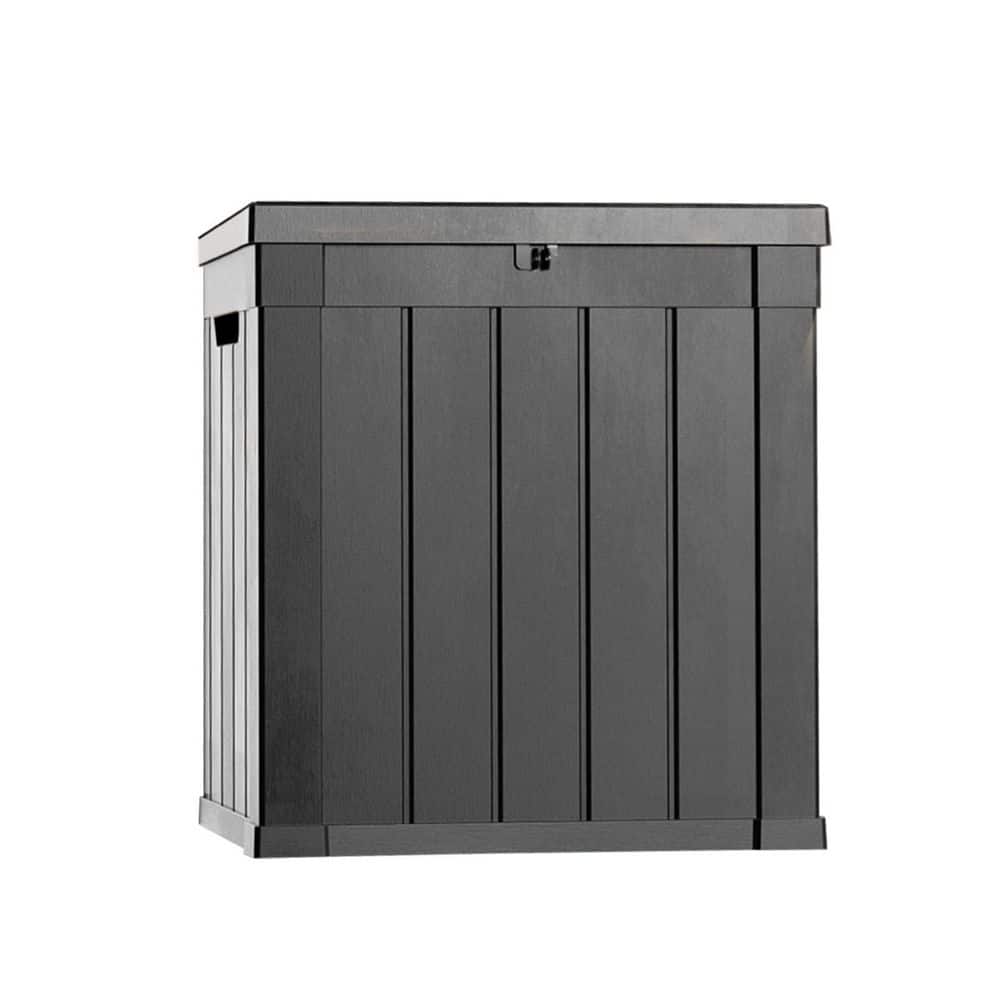 Lycvki 50 Gal. Black Resin Lockable Patio Outdoor Storage Deck Box for ...