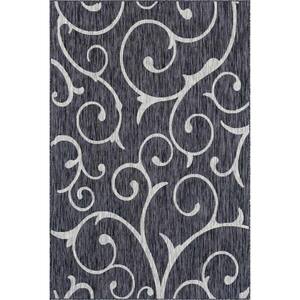 Unique Loom Outdoor Curl Charcoal Gray 9 ft. x 12 ft. Area Rug 3144911 ...