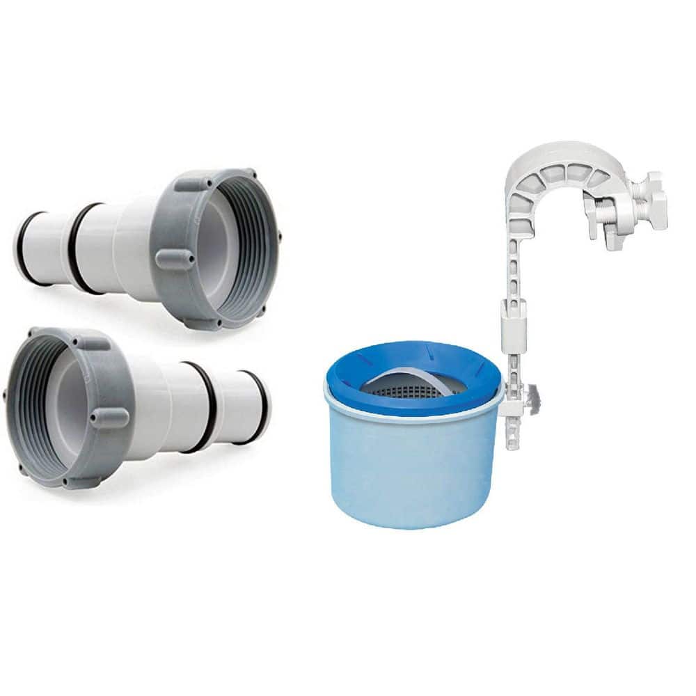 INTEX Replacement Hose Adapter (Pair) and Deluxe Wall-Mounted Pool ...