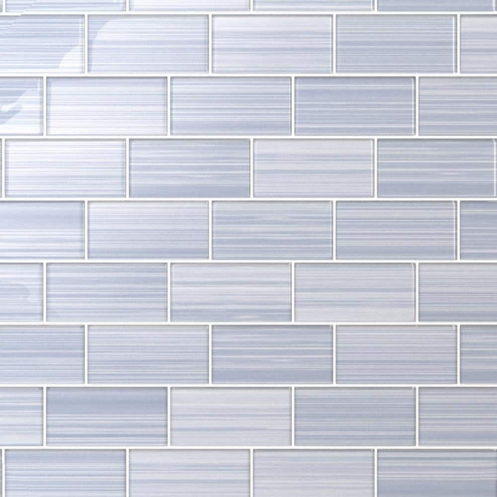 Bodesi Hand Painted Rectangular 3 in. x 6 in. Coastline 20 Glass tile ...