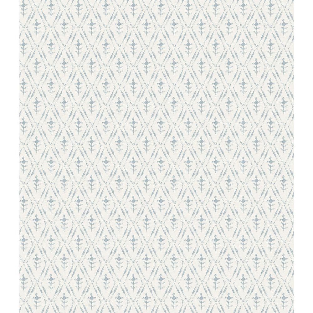 A-Street Prints Tillie Blue Diamond Floral Wallpaper Sample 4173 ...