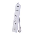 Commercial Electric 3 ft. 4-Outlet White Surge Protector Smart with USB ...