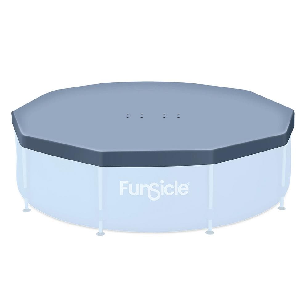 Funsicle 10 ft. x 10 ft. Round Gray for Above Ground Pool Frame Safety ...