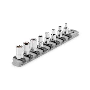 Crescent 1/4 in. Drive Metric 6-Point Deep Socket Set with Socket Rail ...