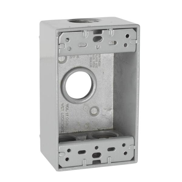 Halex 3/4 in. Aluminum Gray 1-Gang 4-Hole Weatherproof Deep Outlet Box ...