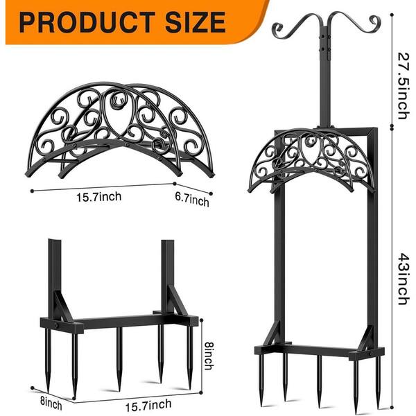 70.5 in. Water Hose Holders with 5-Spikes and 2-Shepherds Hooks, Metal ...