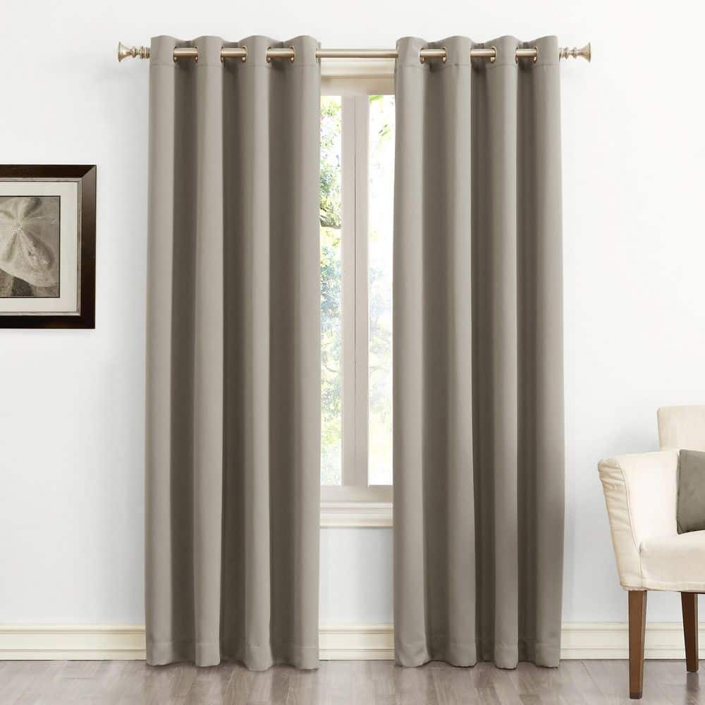 Sun Zero Saxon Energy Saving Stone Polyester 54 in. W x 120 in. L ...