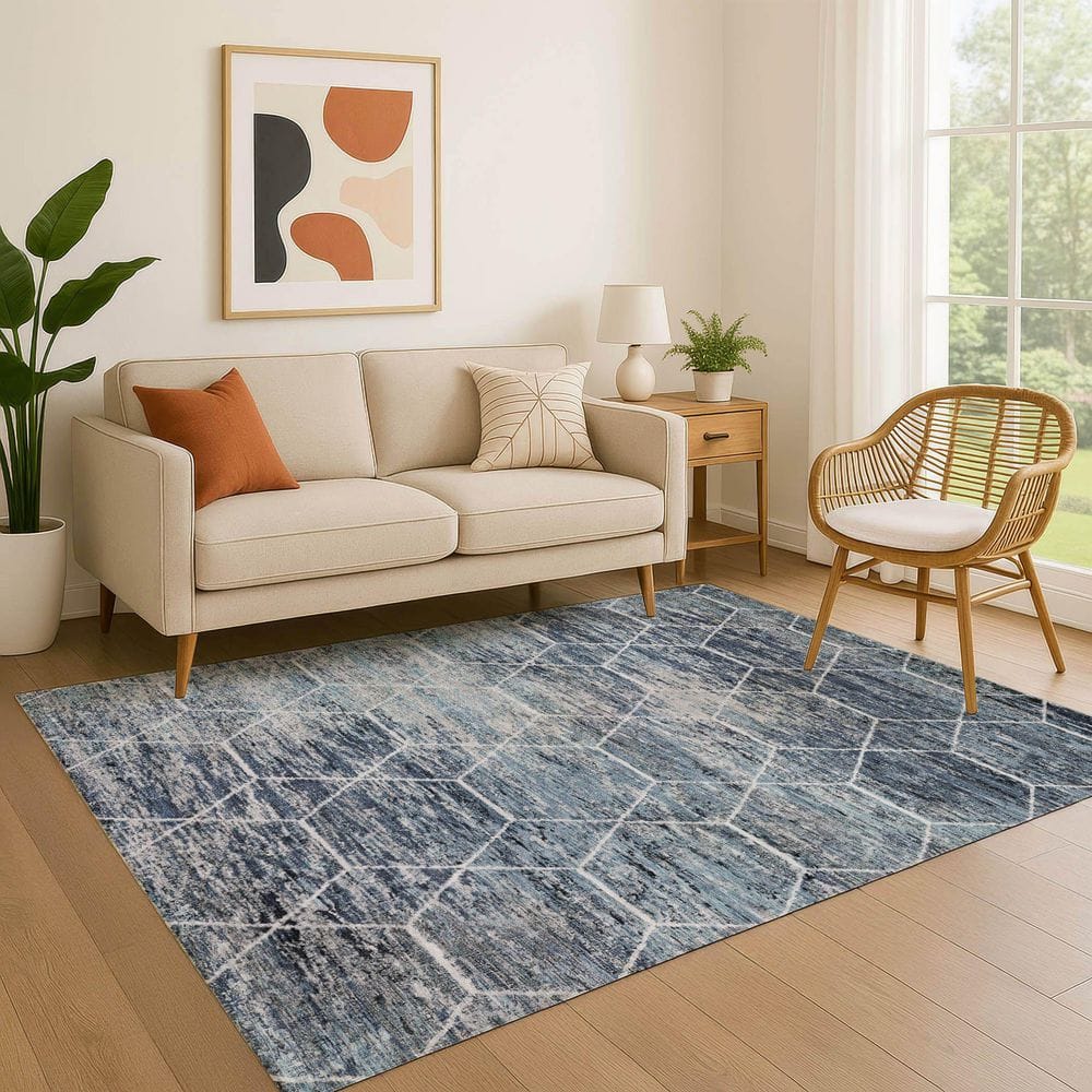 Addison Rugs Mayfield Premium Machine Washable Abstract AMF1724 Blue 9 ...